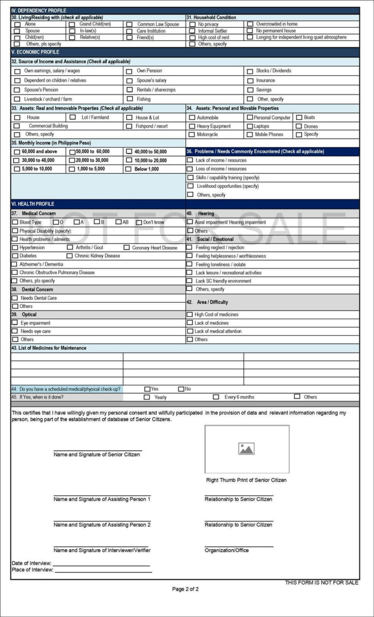 Download NCSC Data Form PDF for Senior Citizens - DSWD Program